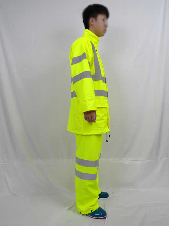 Factory Custom Waterproof Reflective PU Jacket and Pants Workwear Rain ...