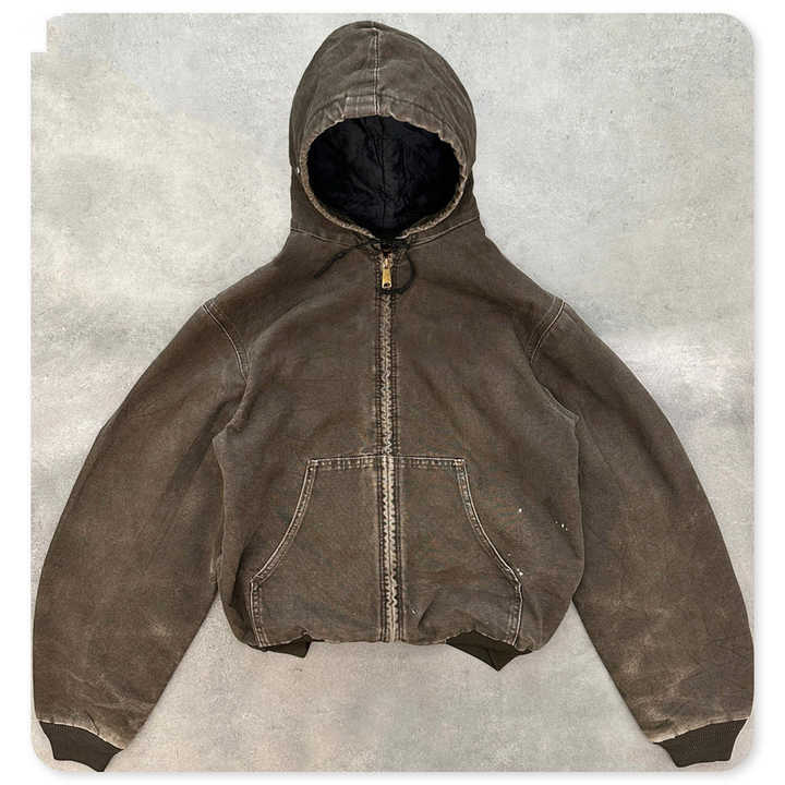 Custom Logo Sun Faded Vintage Zip up Cotton Workwear