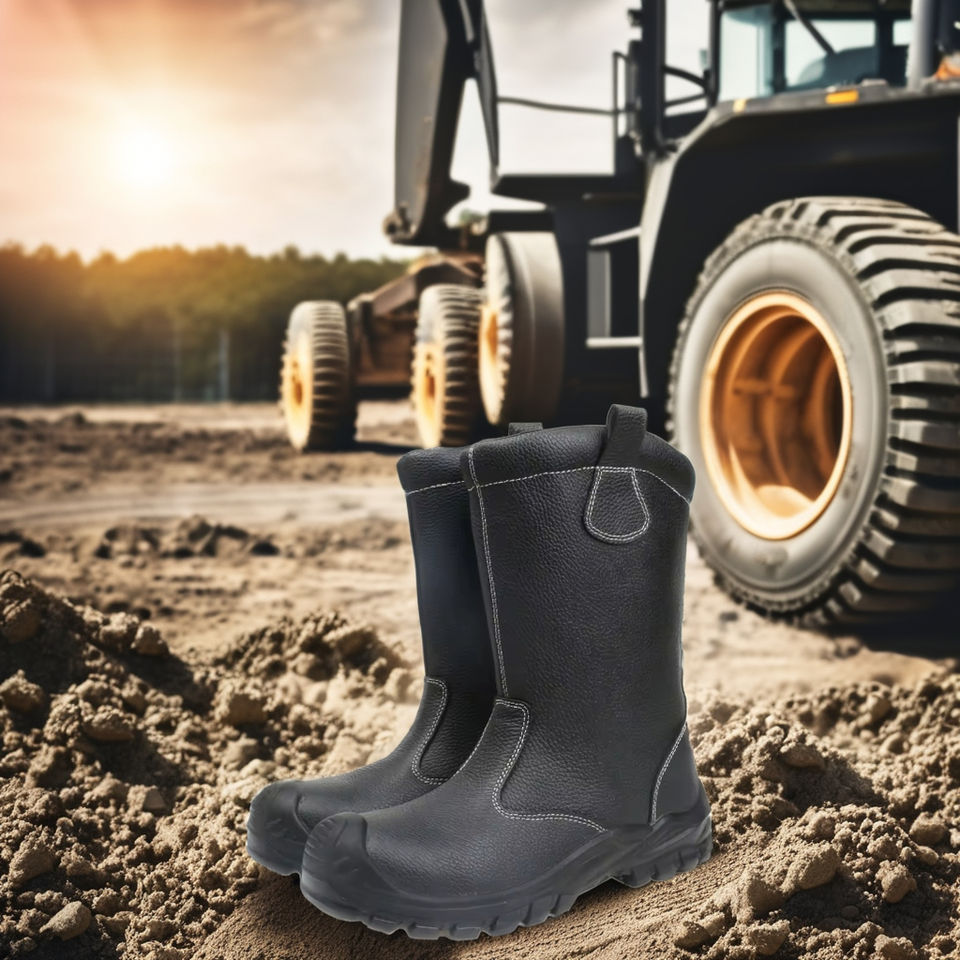 Genuine Leather Industrial Oilfield Work Safety Boots for Construction ...