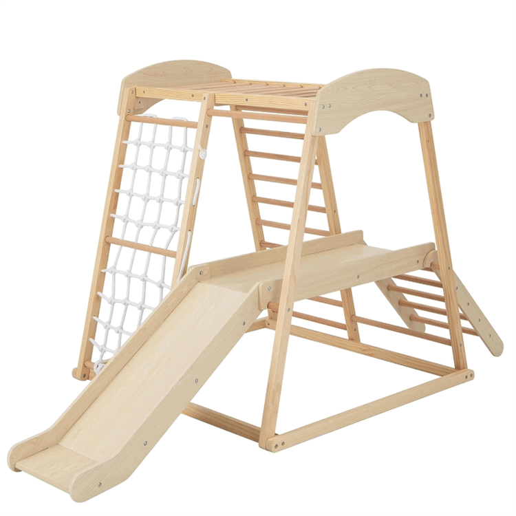 6-in-1 Indoor Jungle Gym Montessori Toddler Play Set W/Slide Ramp ...