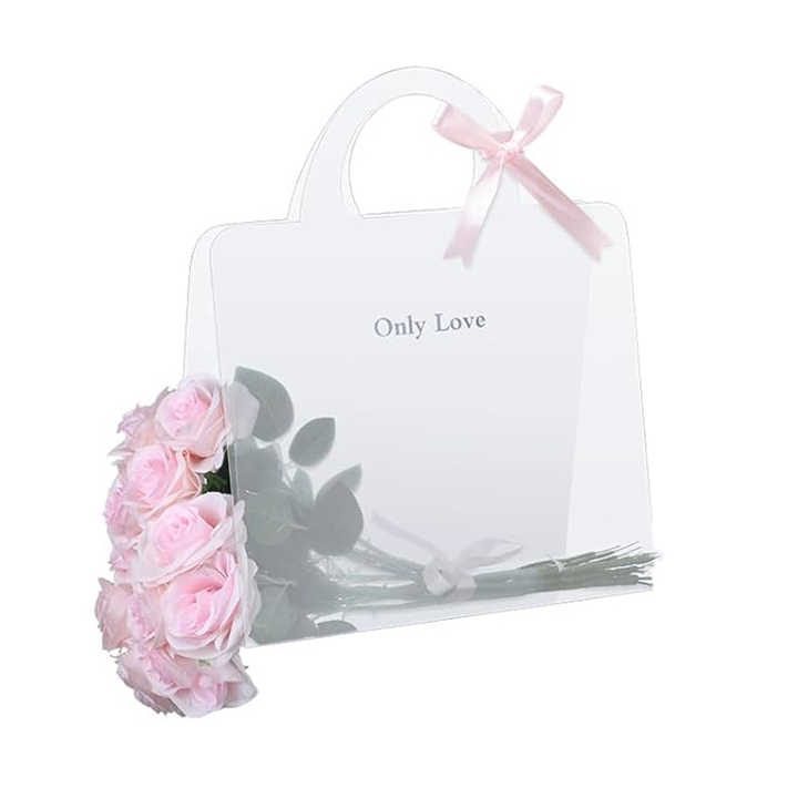 Transparent Flower Carry Bag Plastic Packaging Flower Bouquet Bag Clear ...