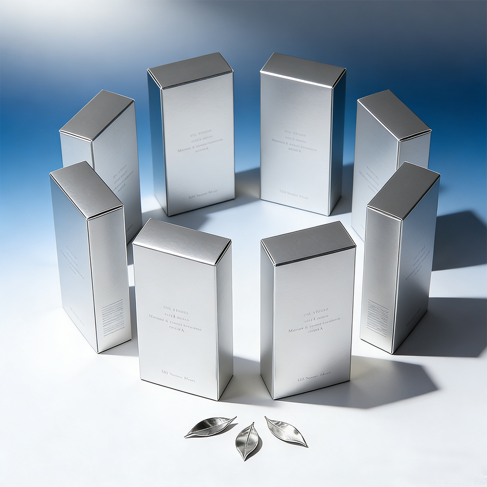 Manufacture Custom Silver Foil Eye Cream Silver Card Box - Metallic ...