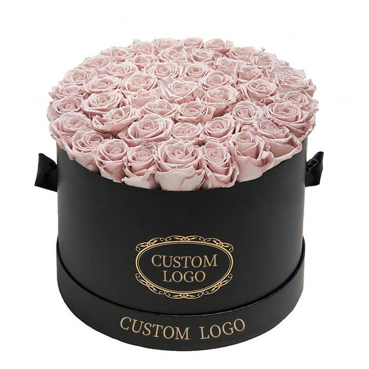 Custom Logo Luxury Pink Rose Packaging Paper Cylinder