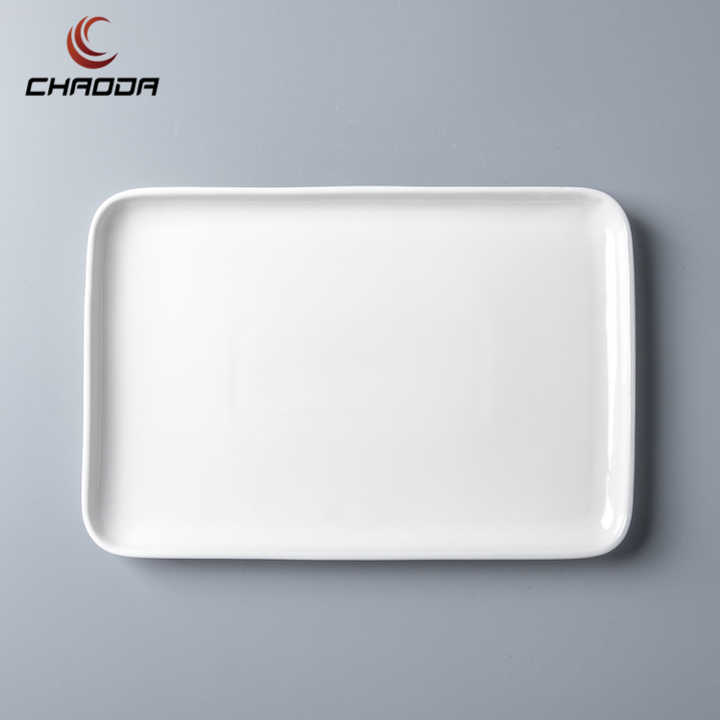 11 Inch Rectangular Hotel Porcelain Plate - Sustainable & Stylish