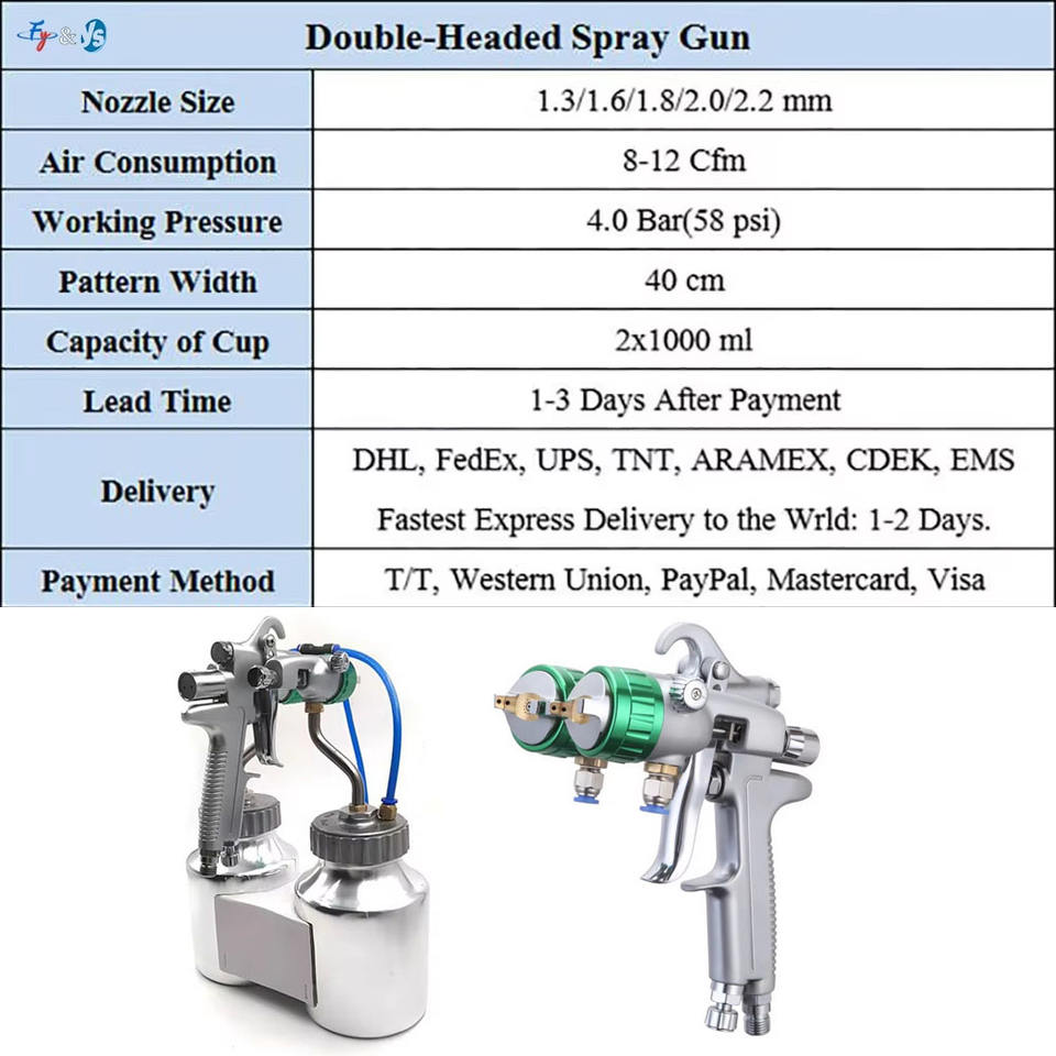 1.3mm Double-Head HVLP Spray Gun with 2 Pots for Automotive & Furniture ...