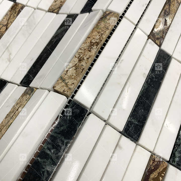 Vintage Strip Finger Marble Stone Mosaic Tiles Mix Colors 300x300mm ...