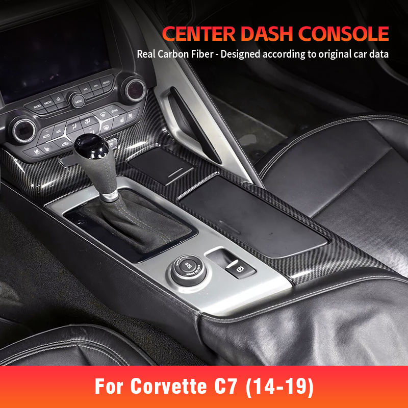 Shasha Carbon Fiber Center Dash Console Cover for Corvette C7 2014-2019 ...