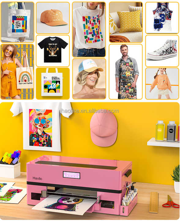 Popular Haolic Pink XP600 DTF Printer Heat Transfer A3 13inch With Oven ...