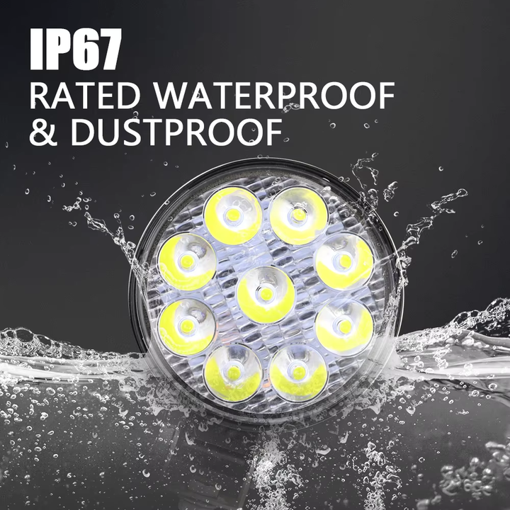 Car Accessories 12v 24v Mini Round Shape Led Work Light Bar 27W Driving ...
