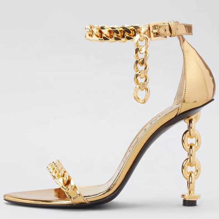Custom Metal Heels Sandals Women Dress Stiletto Party Ankle Buckle ...