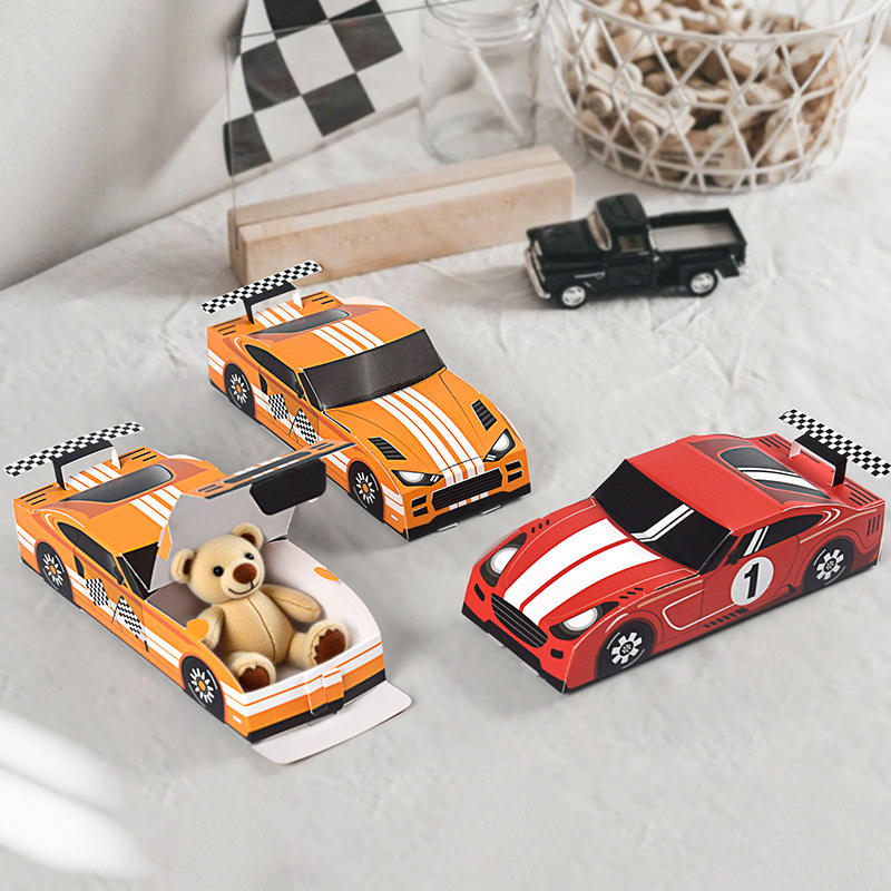 300gsm White Card Racing Car Gift Box Race Car Party Favor Box Birthday ...