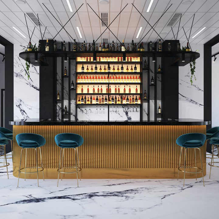 High Quality Marble Top Cafeteria Coffee Shop Front Counter Furniture ...