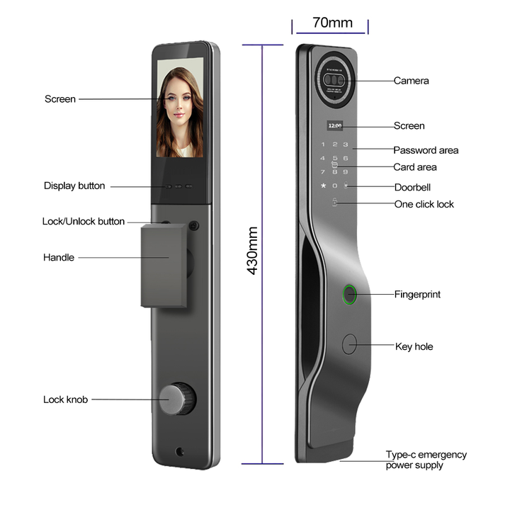 TYSH Ai Face Recognition Smart Door Lock - Secure & Convenient