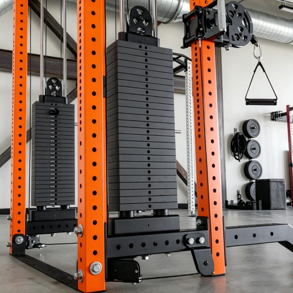Half Rack Cable Crossover Power Rack Dual Cable Machine with Stainless ...