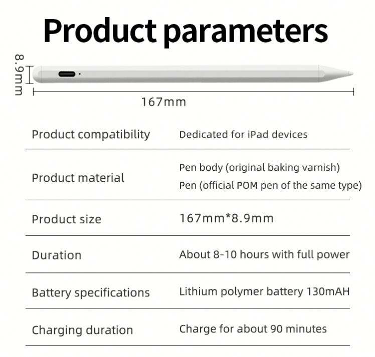 Universal Touch Pen Palm Rejection Active Stylus Pencil for Tablet Cell ...