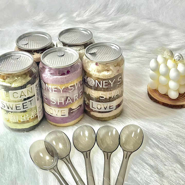 Customized 330ml PET Ice Cream & Cake Container with Pull-Ring OEM