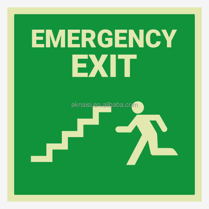 Custom Reflective Safety Signages Emergency Fire Exit Warning Sign Glow ...