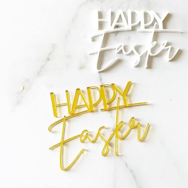 Rabbit Acrylic Happy Easter Cake Decorations Bunny With Eggs Cake ...