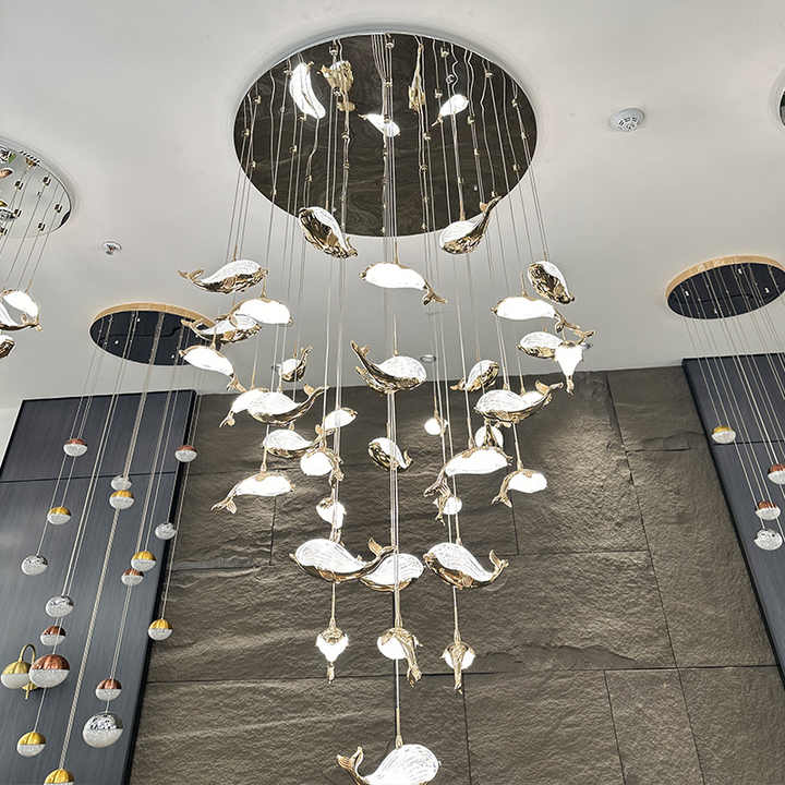 Fish Crystal Project Glass Fish Chandeliers Hotel Lobby Home Long ...