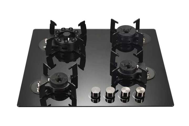 4 Folded burner Head Gas Hob Gas Cooker Easy Clean Glass Panel Gas ...