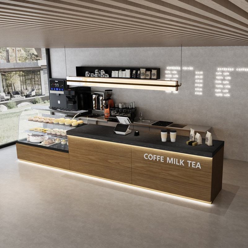 Modern Minimalist Coffee Shop Bar Counter Bakery Cashier Reception Desk ...