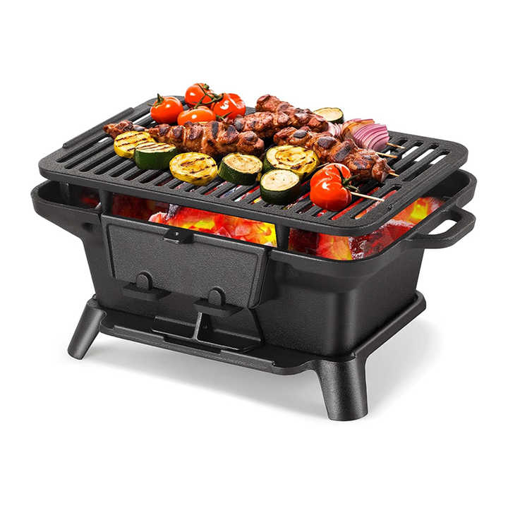 Custom Portable Family Party Cast Iron Hibachi Grill Tabletop Skillet ...