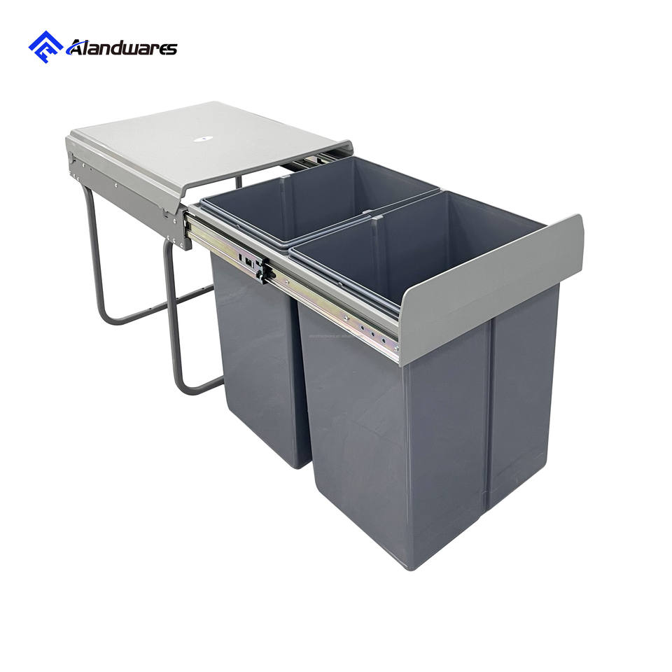 Modern Kitchen 20L Plastic Waste Bin Removable Push-up Trash Can with ...