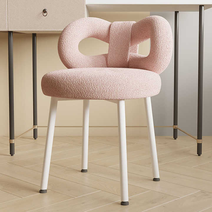 Light Luxury Lamb Wool Dressing Table Nail Chair Dressing Stool Bedroom ...