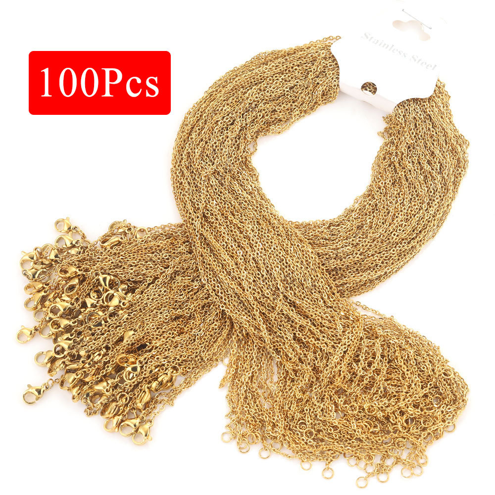 18K Gold Stainless Steel O-shaped Chain Necklace 45 CM DIY Handmade ...