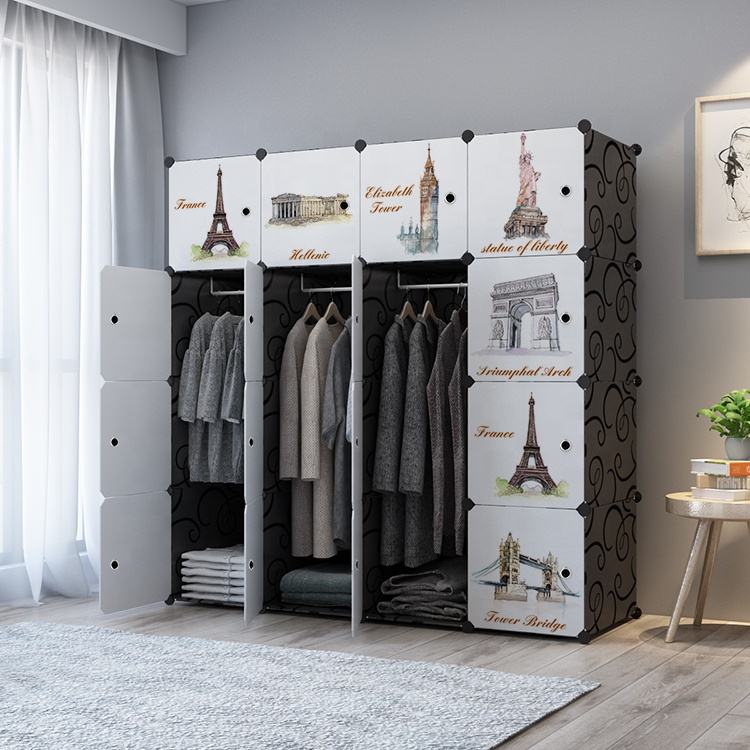 16 Cubes Convertible Foldable Stackable Plastic Modular Wardrobe for ...