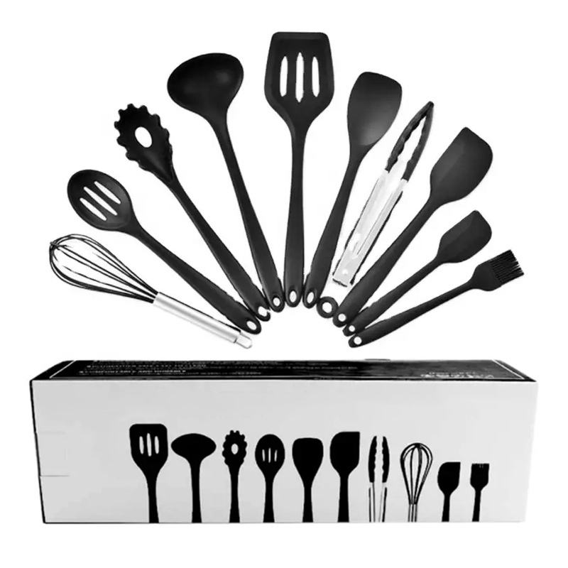 10-Piece Durable Eco-Friendly Silicone Kitchen Utensil Set with Modern ...