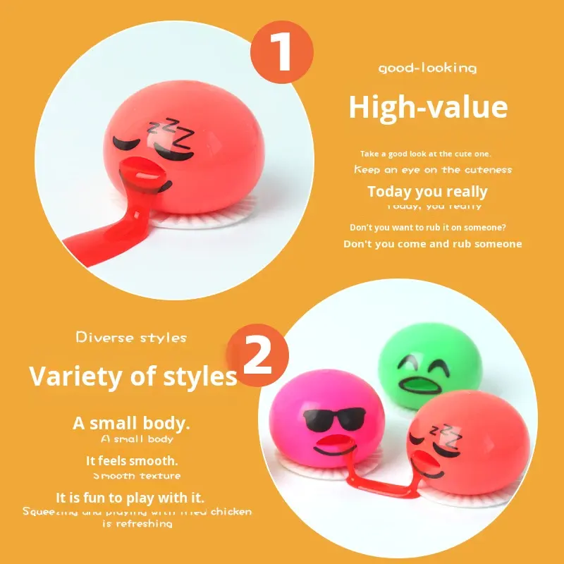 Seven-color Cute Rubber Creative Vomit Egg Decompression Squeeze Stress ...
