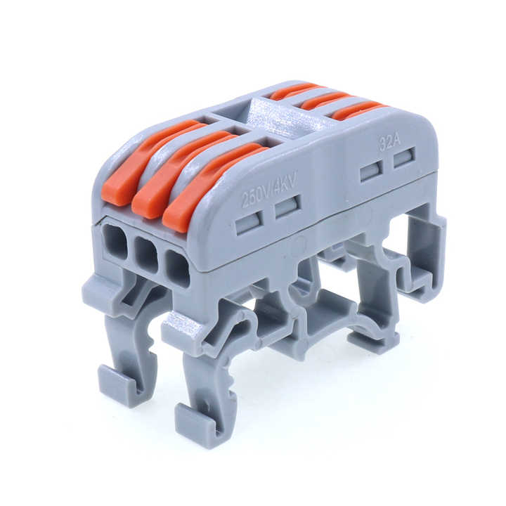 Screwless Terminal Block Electrical Cable Connector Din Rail Mounted UK ...