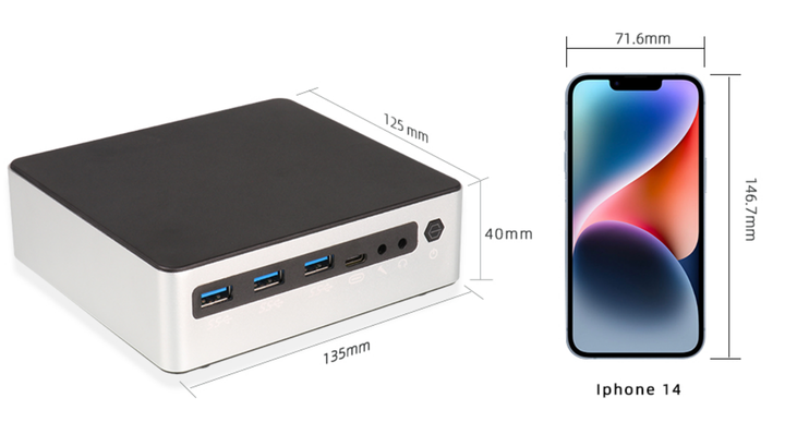 AI Mini PC Raptor Lake Ultra 7 155U 12-Core Portable Desktop Computer ...