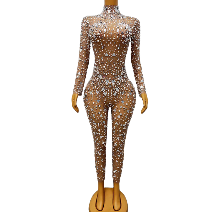 Exotic Dancewear - Sequin Pearl Rompers for Women's Parties