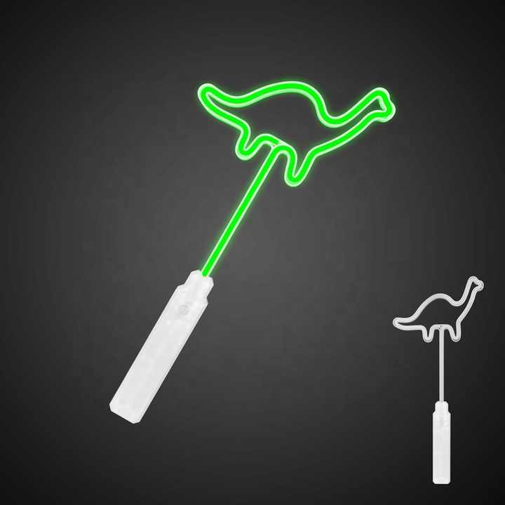 Neonglo LED Party Cute Green Flashing Dinosaur Neon Wand