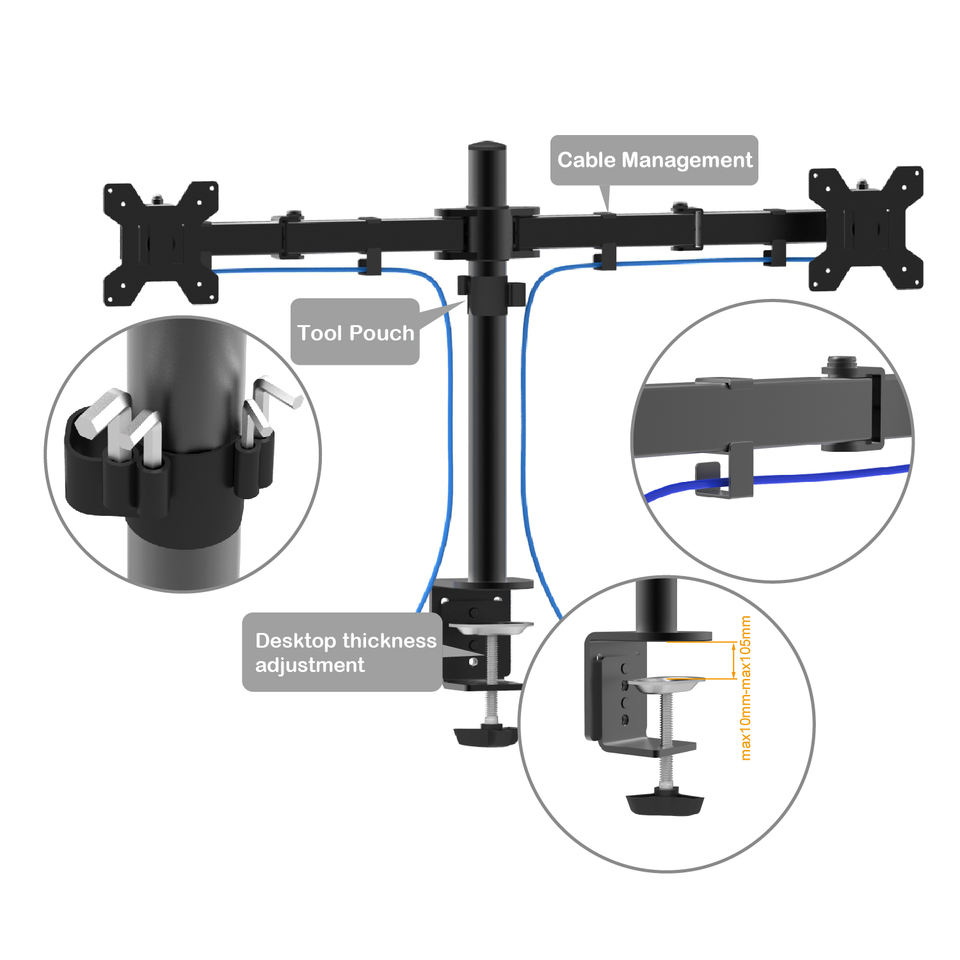 Charmount Hotseller Desktop Dual Monitor Arms LCD 2 Monitors Stand for ...