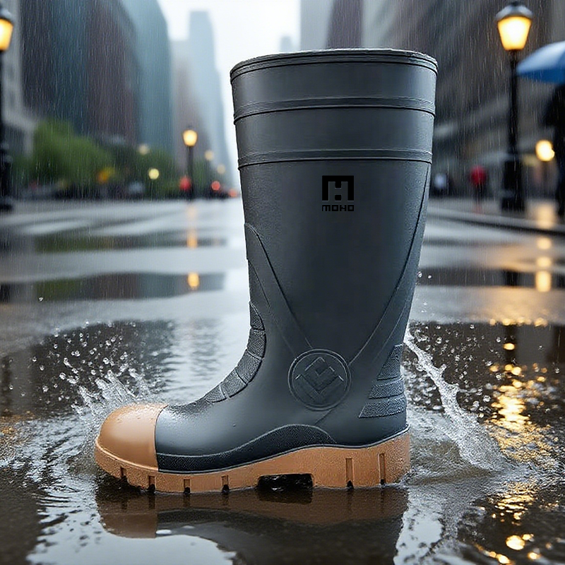 OEM Mine Industrial Men Rain Boots Anti-Slip Anti-smash Knee Black 40cm ...
