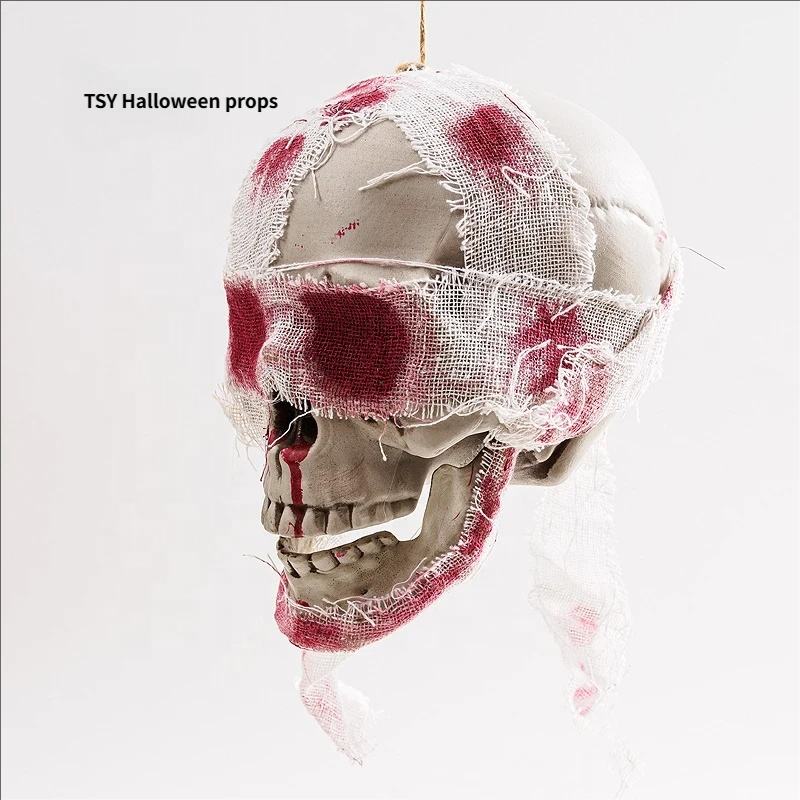 Plastic Halloween Blood Cloth Skull Head Horror Decoration for Adult ...
