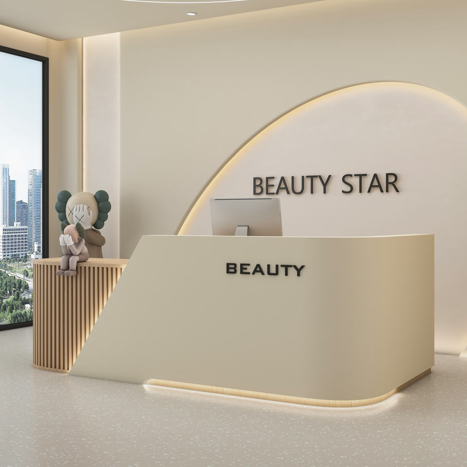 Modern MDF Reception Desk with LED Light for Beauty Salon