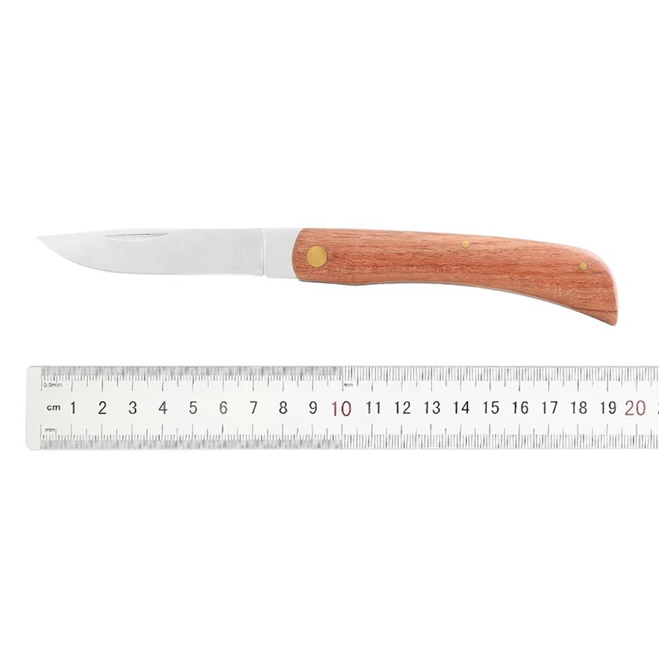 3.5" Straight Back Blade Nail Nick Open Brass Rivet African Rosewood ...