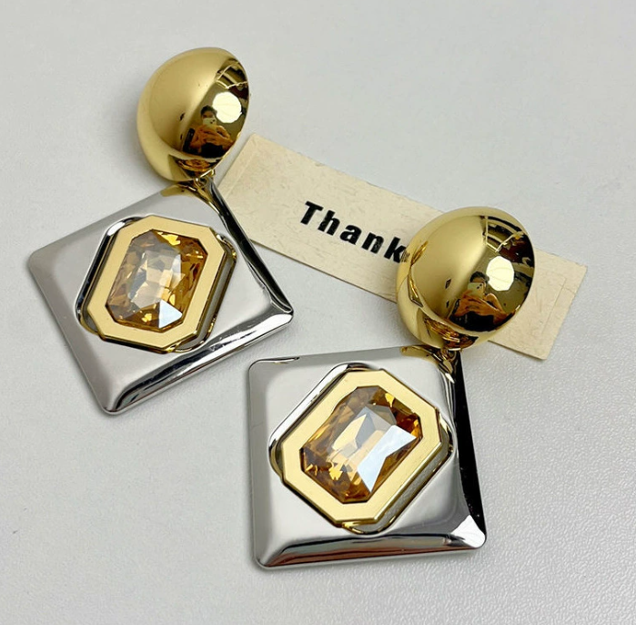 Women's Vintage Gold Plated Geometric Drop Earrings Exaggerated Metal ...