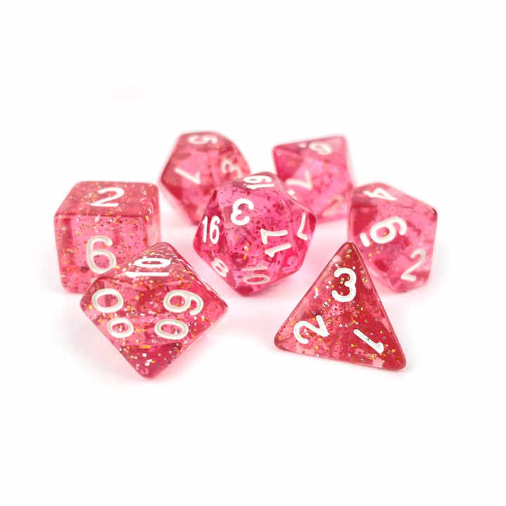 Dnd Dice Set 7pcs - Transparent Glitter D20 for TRPG