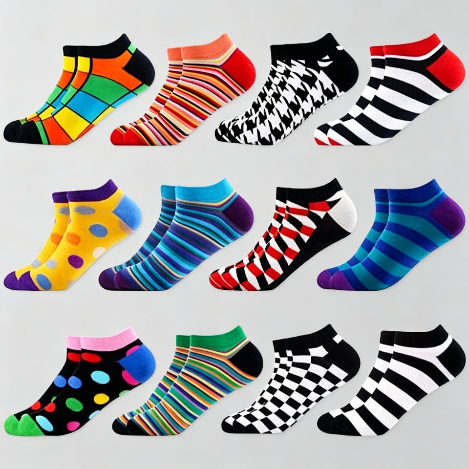Colorful Fun Ankle Socks for Men Women Teen Novelty Funny Casual Crazy ...