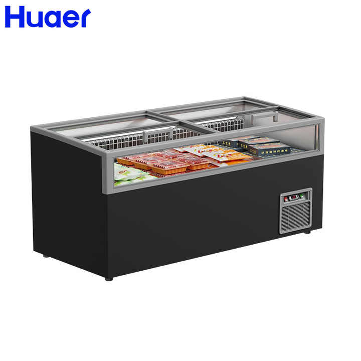 China Double Door Chest Freezer Panoramic Meat Butchery Display Freezer ...