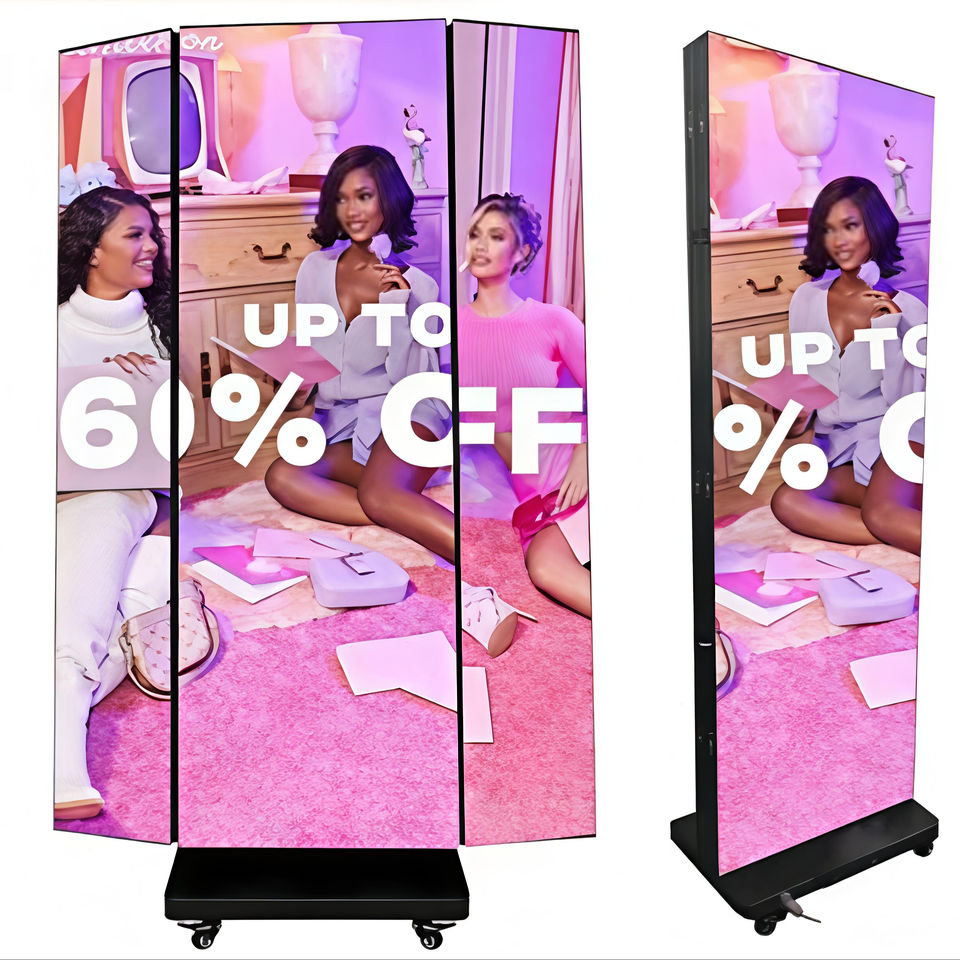 Indoor Tri-Fold P2.5 LED Poster Screen Floor Standing Dual-Sided ...