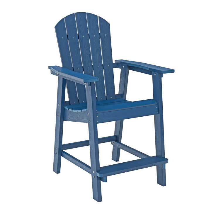 Navy Blue High bar Chair HIPS Plastic Patio Stools Recycled Poly Resin ...
