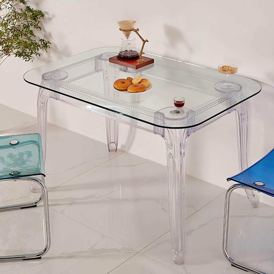 Modern Luxury Rectangular Tempered Glass Top Plastic Acrylic Wedding ...