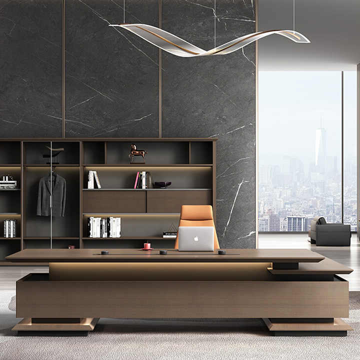 Modern boss office desk and chair portfolio manager desk side cabinet ...