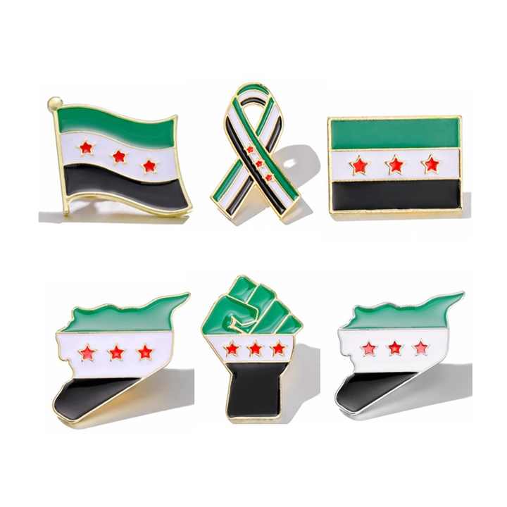 Shop Syrian National Flag Lapel Pin Hat Scarf Bag Clothes